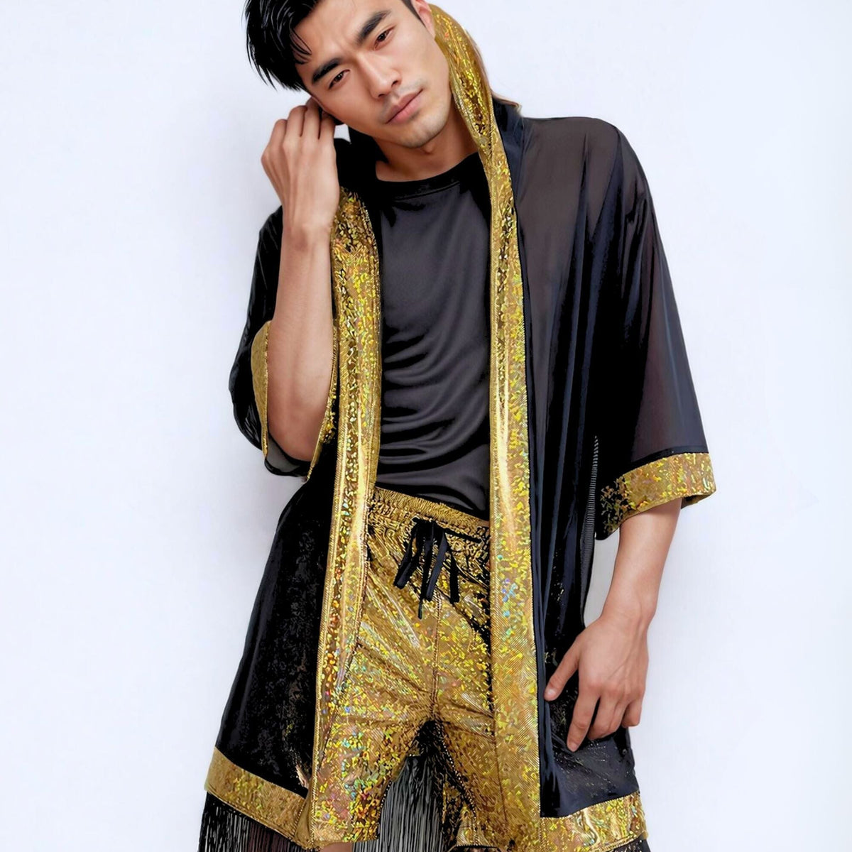 Mesh Festival Kimono With Fringe | Mens Festival Wear – Sea Dragon Studio